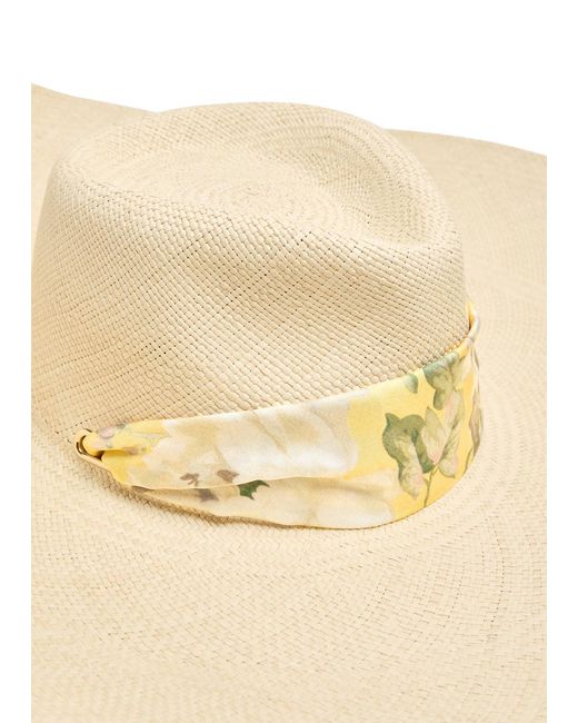 Zimmermann Scarf-Embellished Straw Sun Hat in Metallic | Lyst