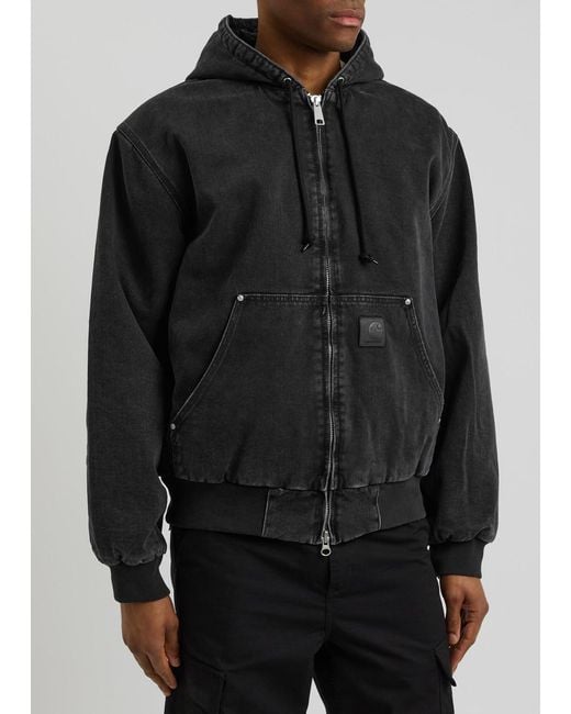 Carhartt Og Active Rivet Hooded Denim Jacket in Black for Men | Lyst