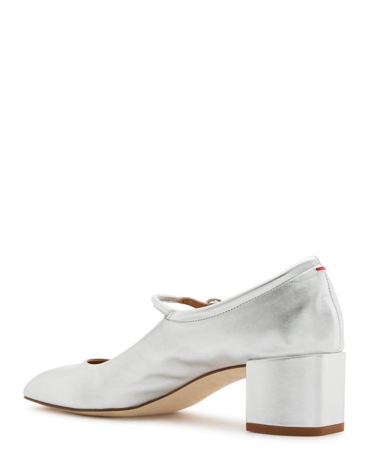 Aeyde Aline 50 Metallic Leather Mary Jane Pumps in White | Lyst
