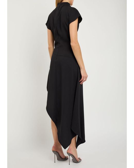 STAUD Effie Asymmetric Crepe Dress in Black | Lyst UK