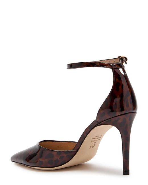 Stuart Weitzman Stuart Power Strap 85 Leopard-Print Patent Leather ...