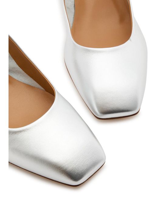 Aeyde Aline 50 Metallic Leather Mary Jane Pumps in White | Lyst