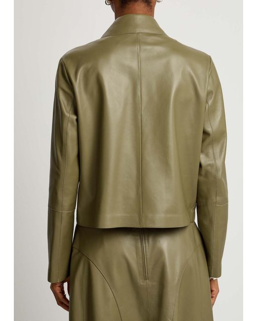 Arma Emy Panelled Leather Jacket in Green | Lyst