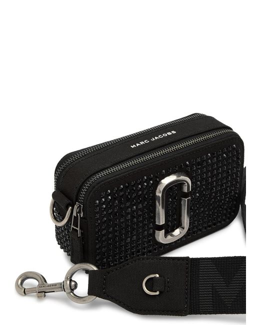 Marc Jacobs The Snapshot Canvas Crystal-Embellished Cross-Body Bag in Black | Lyst
