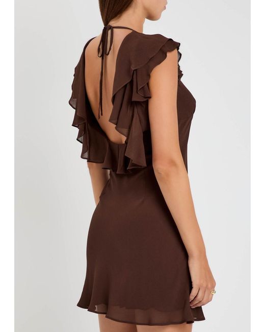 Reformation Ami Crepe Mini Dress in Brown | Lyst UK