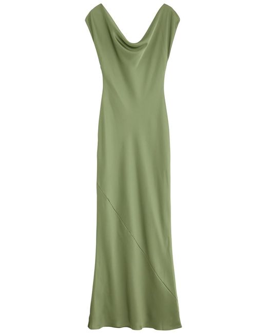 Norma Kamali Maria Satin Maxi Dress in Green | Lyst