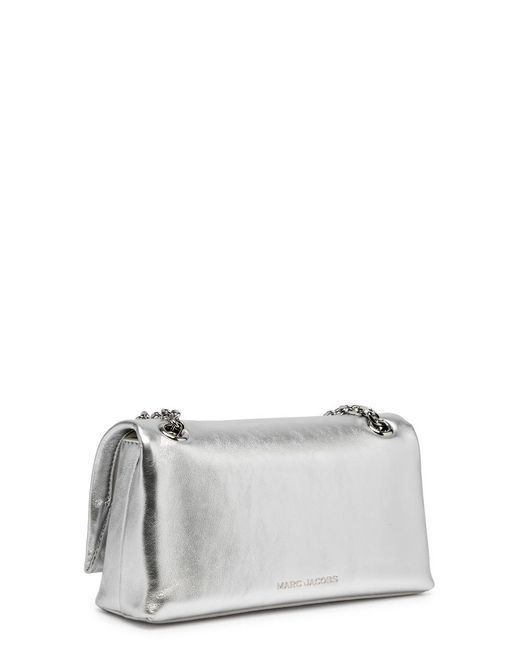 Marc Jacobs The Dual Chain Mini Metallic Leather Shoulder Bag in White | Lyst