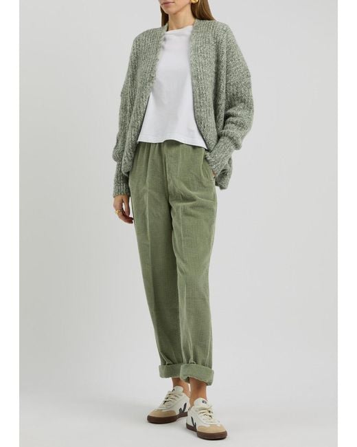 American Vintage Padow Cropped Tapered Corduroy Trousers in Green | Lyst