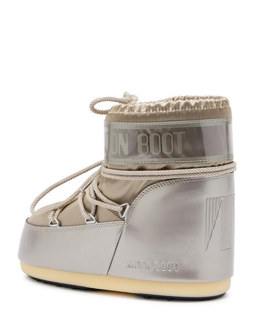 Moon Boot Icon Padded Metallic Satin Snow Boots in Natural | Lyst