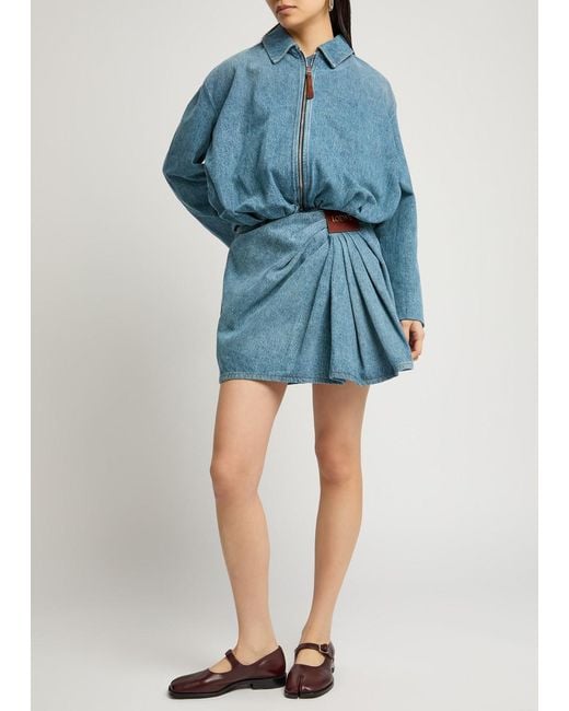 Loewe Gathered Denim Jacket in Blue | Lyst UK