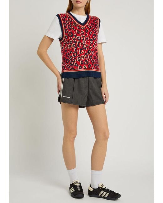 Wales Bonner Adidas X X Leopard-Intarsia Knit Vest in Red | Lyst UK