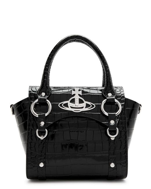 Vivienne Westwood Betty Small Crocodile-Effect Leather Top Handle Bag in Black | Lyst