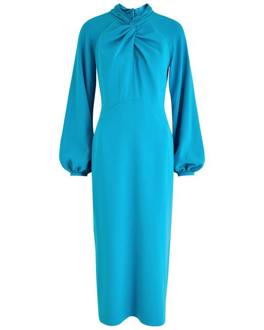 ROKSANDA Rima Knotted Crepe Midi Dress in Blue | Lyst
