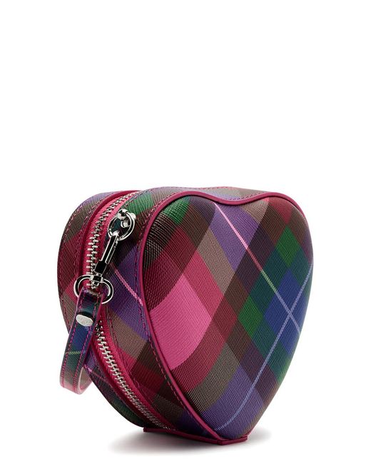 Vivienne Westwood Louise Heart Tartan Leather Cross-Body Bag in Pink | Lyst