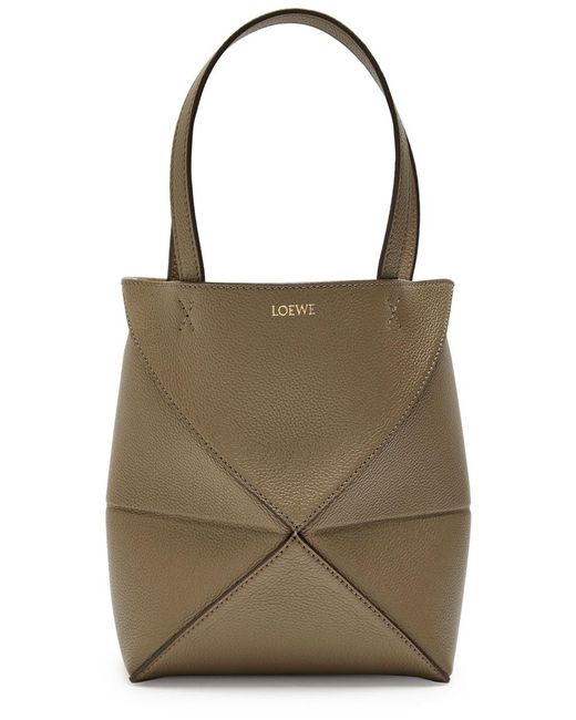 Loewe Puzzle Fold Mini Leather Tote Bag in Natural | Lyst UK