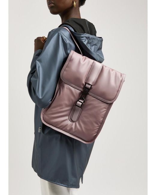 Rains Puffed Mini Rubberised Backpack in Purple | Lyst