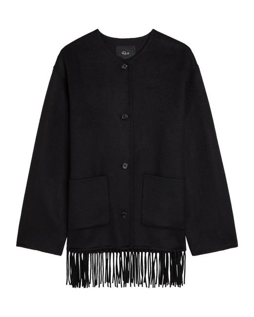 Rails Tomoko Fringed Hem Wool-Blend Jacket in Black | Lyst UK