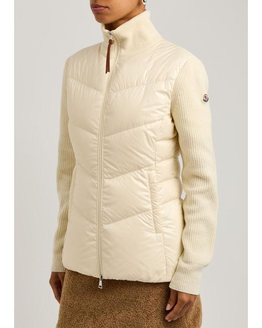 Moncler Wool Quilted Nylon Panel Jacket in Natural | Lyst