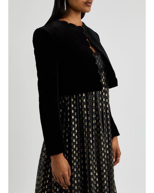 Chloé Scalloped Cropped Velvet Jacket in Black | Lyst