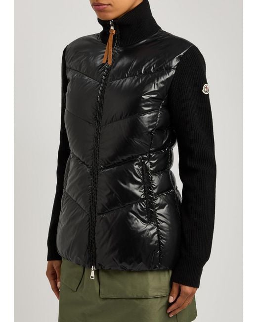 Moncler Quilted Wool-Blend Zip Jacket in Black | Lyst