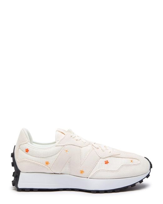 New Balance 327 Flower Panelled Canvas Sneakers in White | Lyst