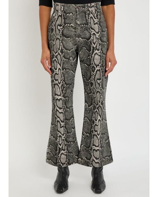 Gabriela Hearst Ezra Python-Print Bootcut Jeans in Grey | Lyst UK