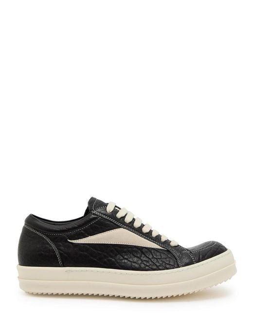 Rick Owens Vintage Panelled Grained Leather Sneakers in White for Men ...
