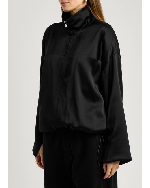 Esse Studios Archie Satin Bomber Jacket in Black | Lyst
