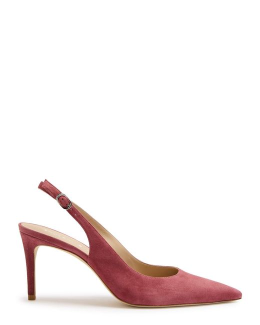 Stuart Weitzman Stuart Power 75 Suede Slingback Pumps in Pink | Lyst UK