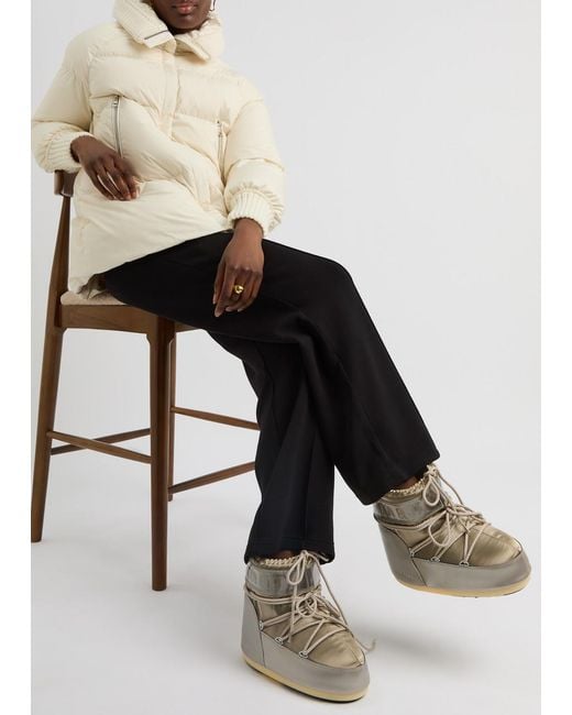 Moon Boot Icon Padded Metallic Satin Snow Boots in Natural | Lyst