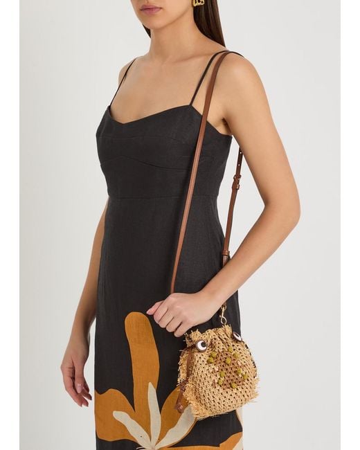 Anya Hindmarch Creature Leather And Raffia Cross-Body Bag in Brown ...