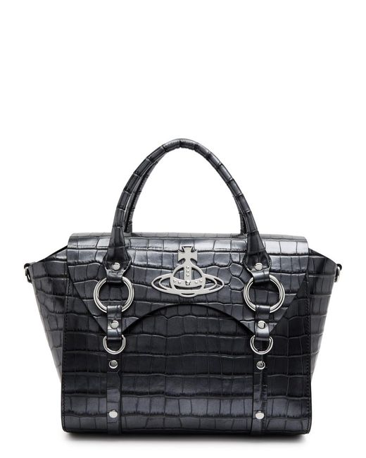 Vivienne Westwood Betty Medium Crocodile-Effect Leather Top Handle Bag in Black | Lyst