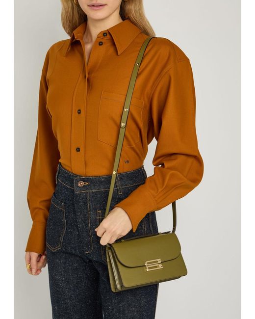 Victoria Beckham Dorian Mini Grained-Leather Top Handle Bag in Green ...