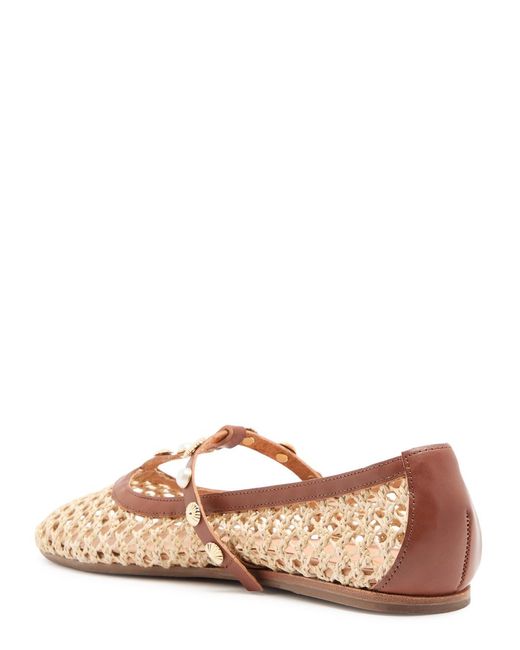 Ancient Greek Sandals Aerati Embellished Raffia Ballet Flats in Brown ...