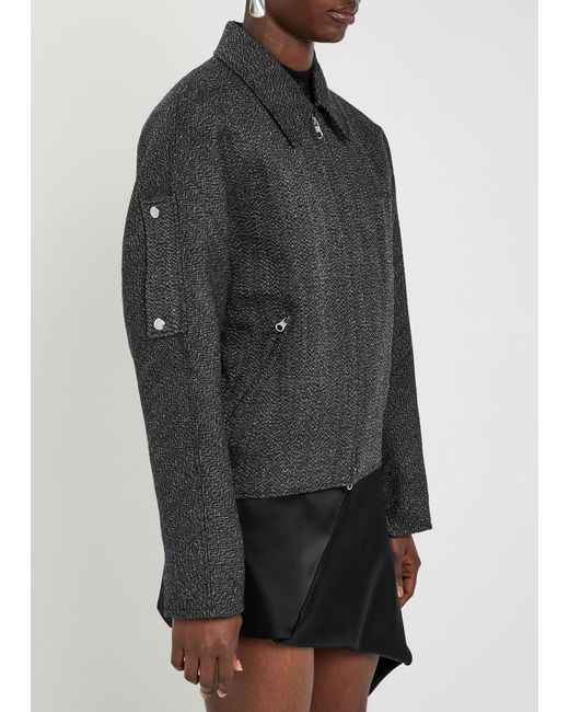 Courreges Quilted Caviar Wool Jacket in Grey | Lyst UK