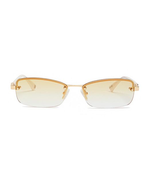 Le Specs Enigmatic Rimless Rectangle-Frame Sunglasses in Metallic | Lyst UK