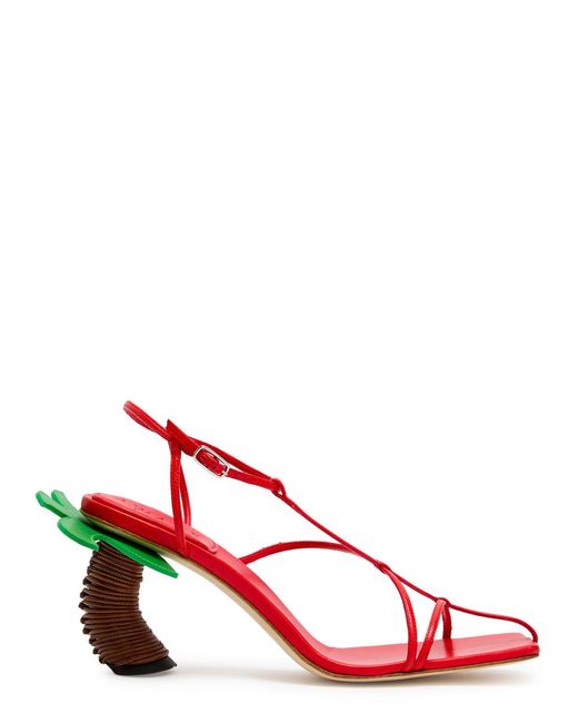 A.W.A.K.E. MODE Bianca 65 Palm Tree Leather Sandals in Red | Lyst UK