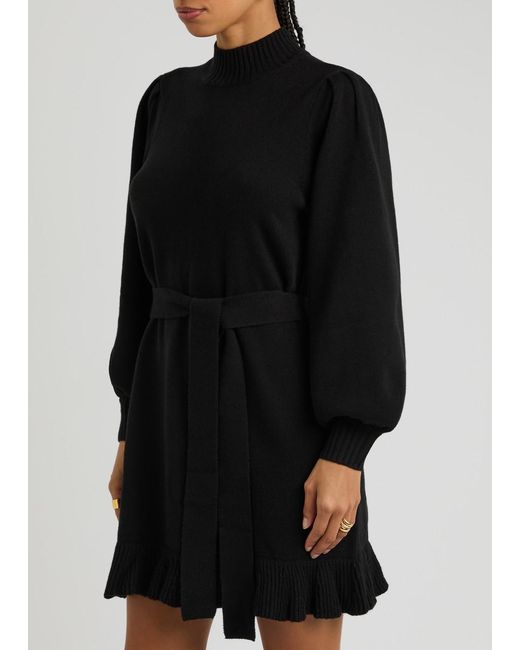 PAIGE Julita Belted Wool-Blend Dress in Black | Lyst