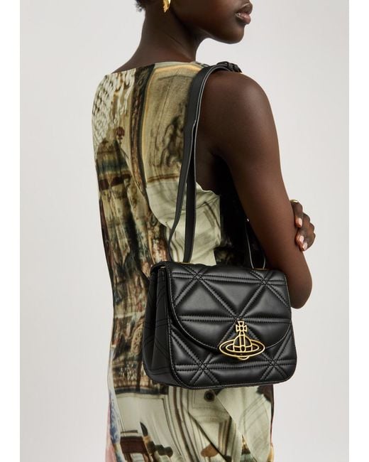 Vivienne Westwood Linda Quilted Leather Cross-Body Bag in Black | Lyst