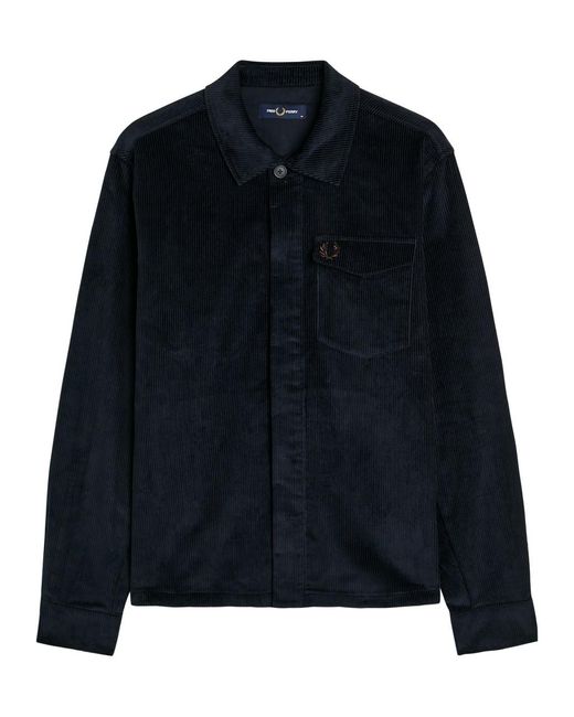 Fred Perry Logo-Embroidered Corduroy Overshirt in Blue for Men | Lyst UK