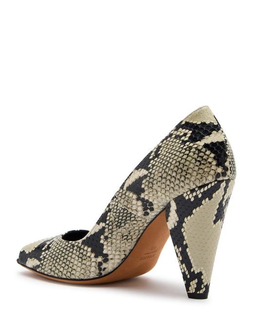 Khaite Python-Effect Leather High-Heel Pumps in Metallic | Lyst