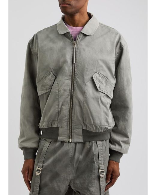 Acne Studios Faded Cotton Bomber Jacket in Gray for Men | Lyst