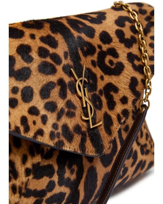 Saint Laurent Envelope-Print Calf-Hair Pouch in Brown | Lyst UK