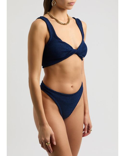 Hunza G Juno Seersucker Bikini In Blue Lyst