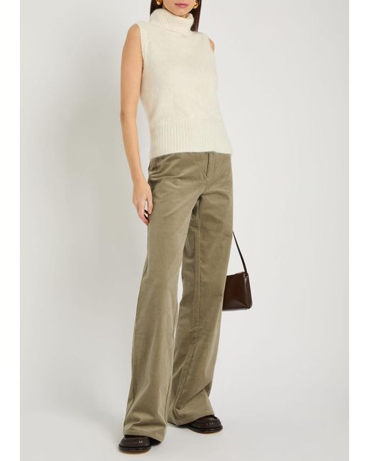 PAIGE Leenah Wide-Leg Corduroy Trousers in Natural | Lyst UK