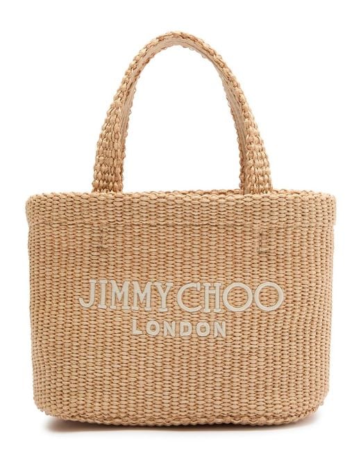 Jimmy Choo Beach Mini Raffia Tote in Natural | Lyst
