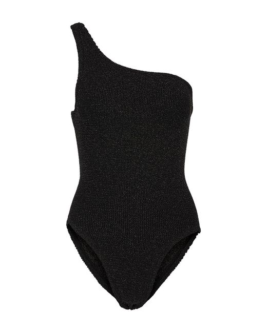 Hunza G Nancy Metallic Seersucker Swimsuit In Black Lyst