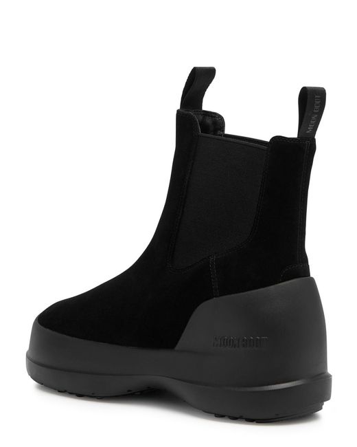 Moon Boot Luna Suede Chelsea Boots in Black | Lyst