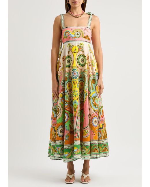 ALÉMAIS Pinball Printed Linen Maxi Dress in White | Lyst