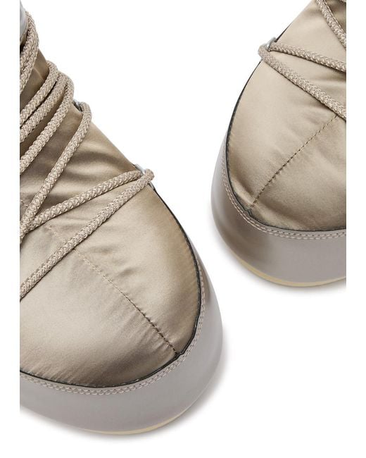 Moon Boot Icon Padded Metallic Satin Snow Boots in Natural | Lyst